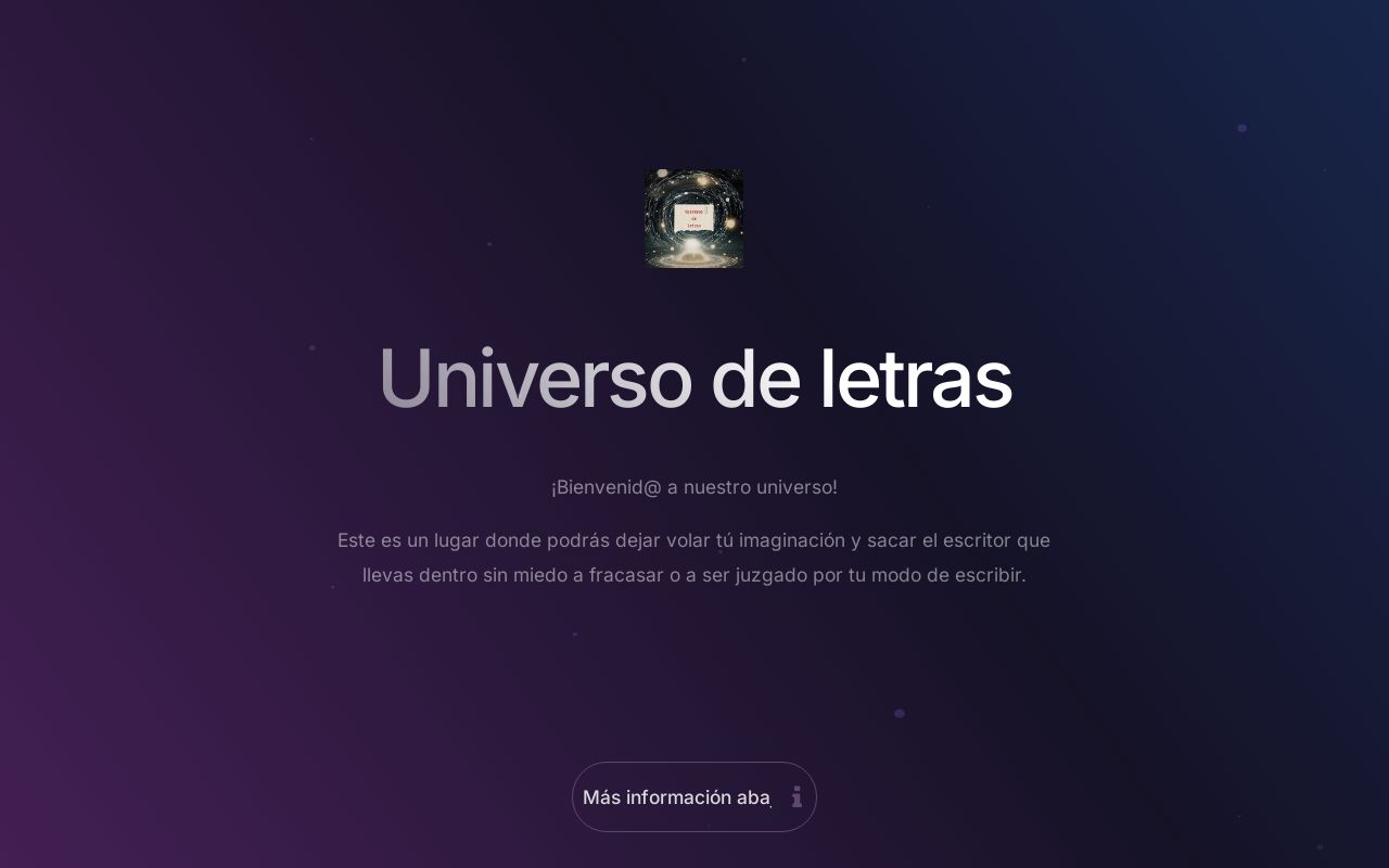 Card de Universo de letras.